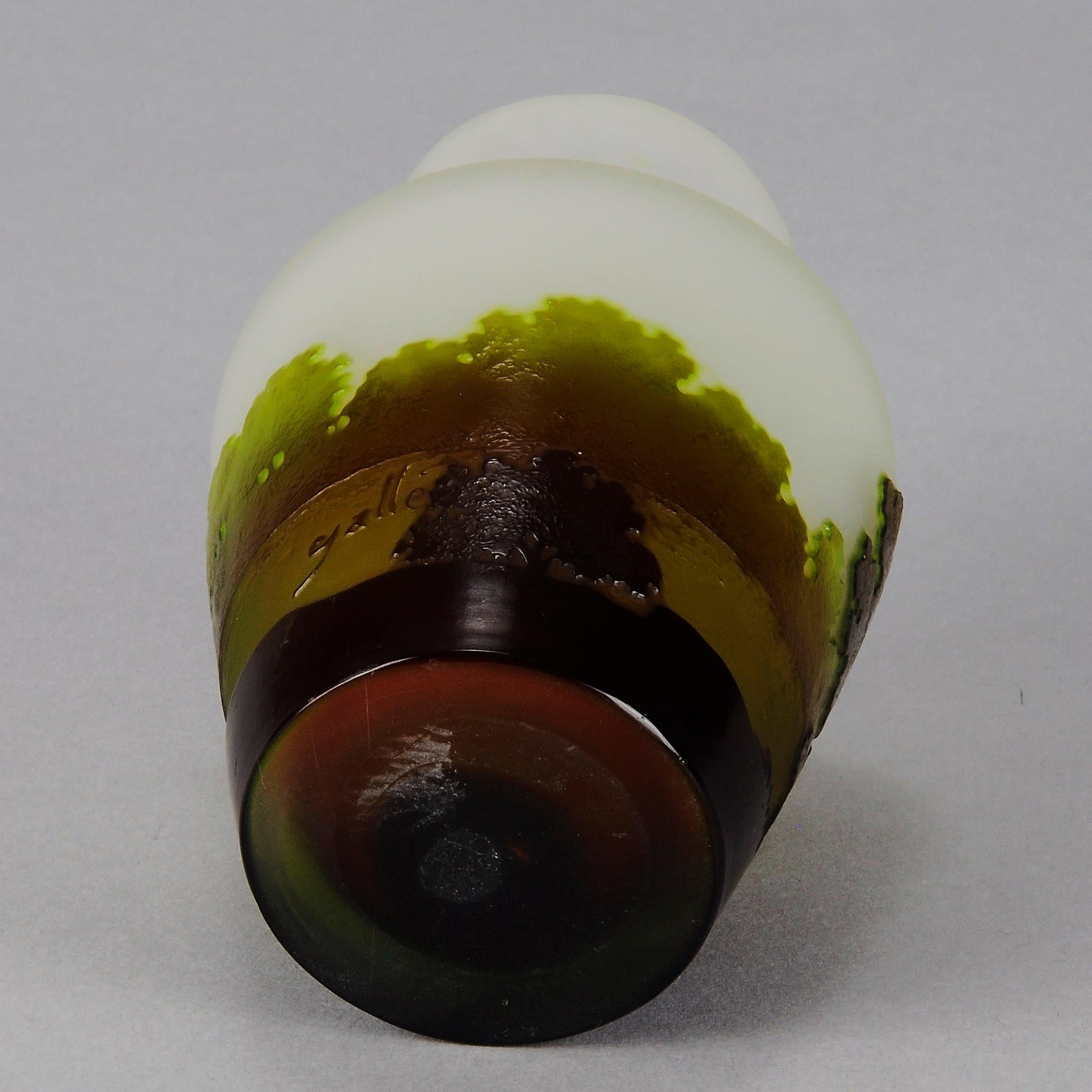 Art Nouveau Cameo Glass Vase Entitled "Green Landscape Vase" by Emile ...