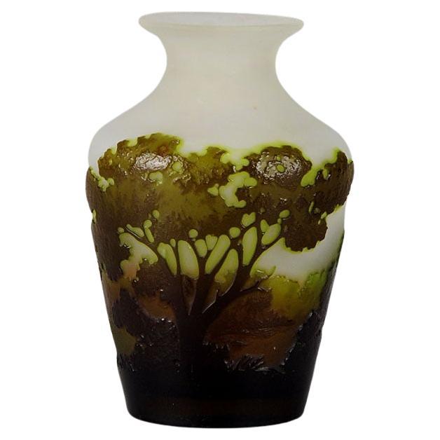 Art-Nouveau and Art-Deco Fine Cameo Glass Vase by Emile Gallé, Signed ...