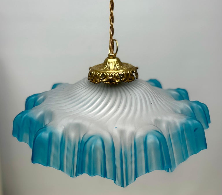 Art Nouveau Ceiling Lamp, Scailmont Belgium Glass Shade, 1930s For Sale ...