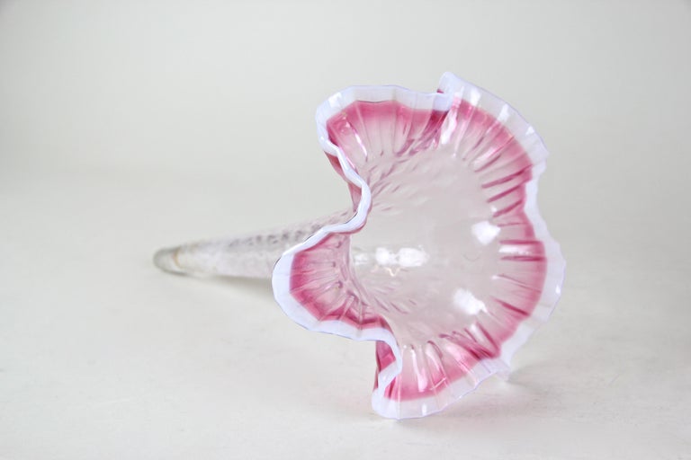 Art Nouveau Centerpiece with Stag Frilly Glass Bowl or Vase, Austria ...