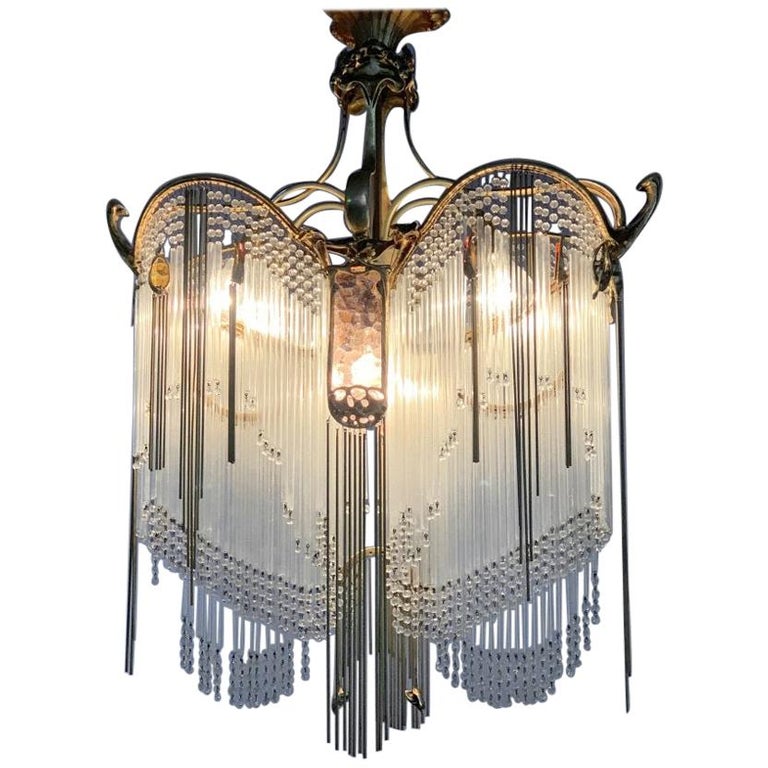 Art Nouveau Chandelier in Style of Hector Guimard at 1stDibs