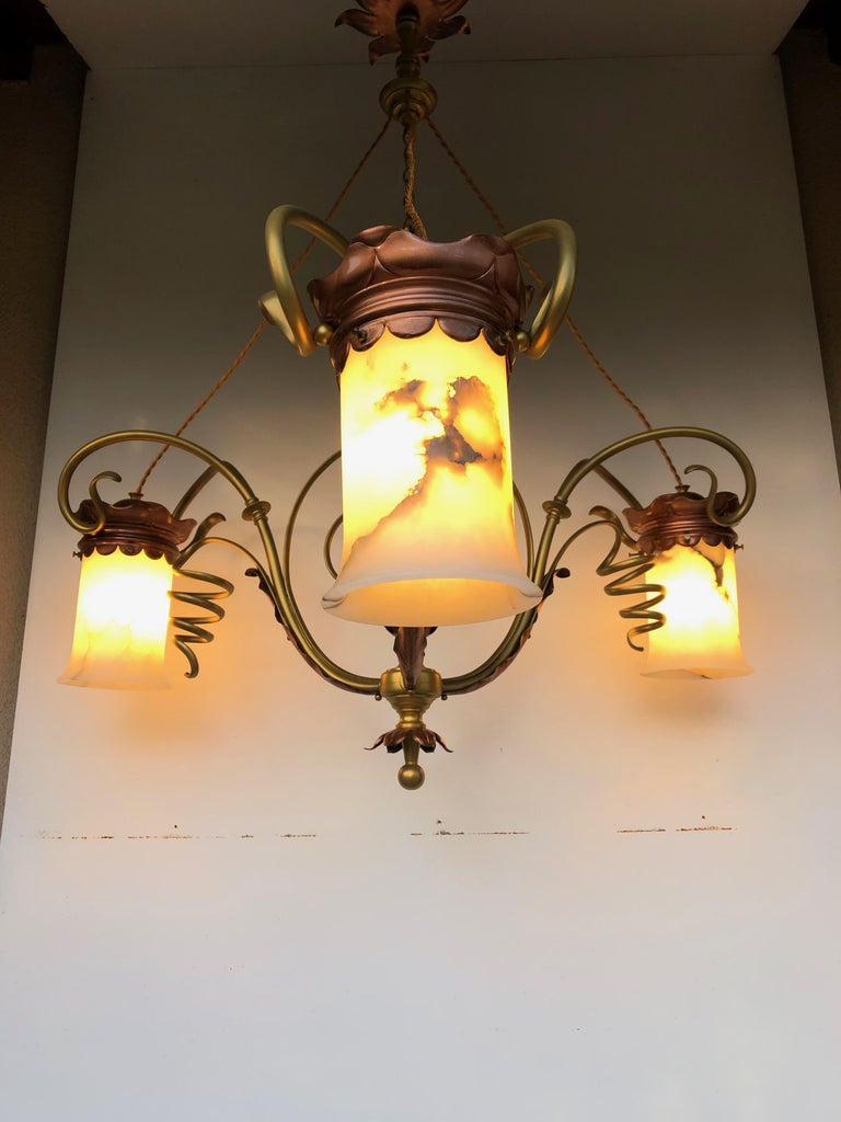 Art Nouveau Chandelier in the Style of Was Benson For Sale at 1stDibs