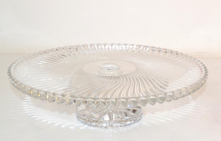 Art Nouveau Clear Art Glass and Crystal Pedestal Cake Patisserie Stand ...