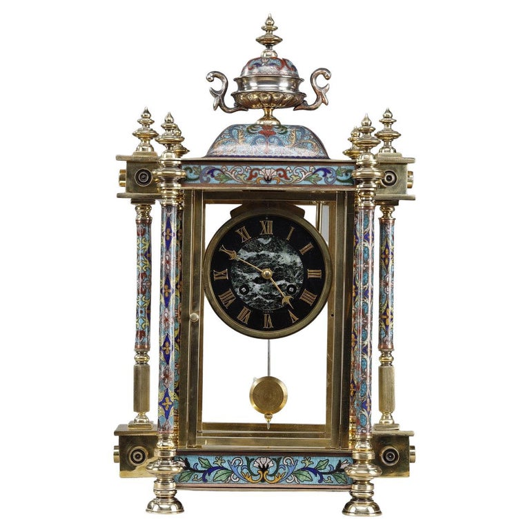 Art Nouveau Clock with Cloisonné Enamel Decoration in the Oriental ...