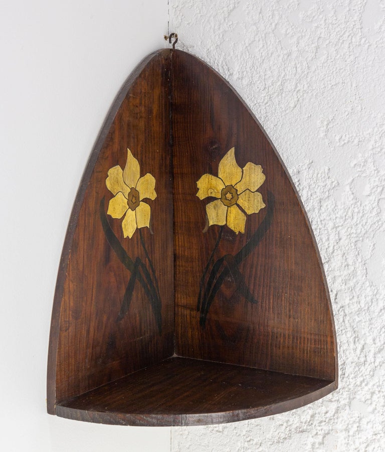 Art Nouveau Corner Shelf with Painted Flowers, French, circa 1920 For ...