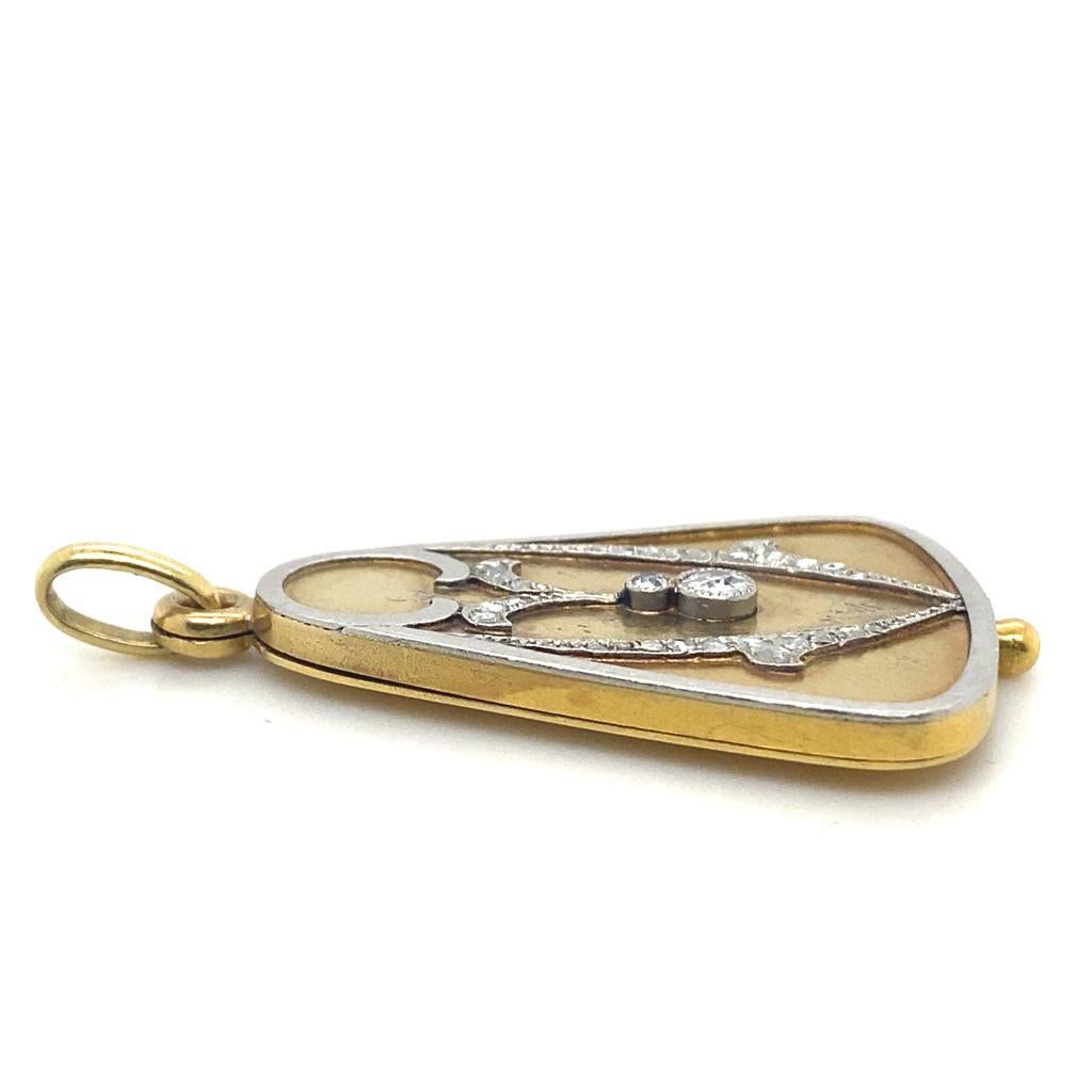 Art Nouveau Diamond 18 Karat Yellow Gold Sliding Locket Pendant For ...