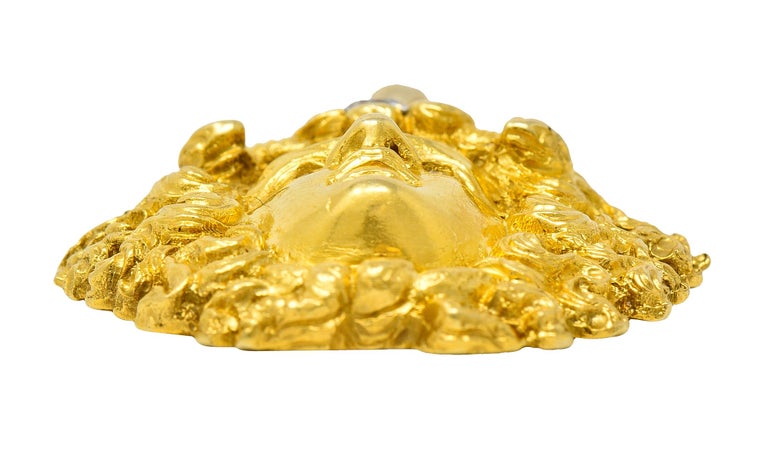 Art Nouveau Diamond 18 Karat Yellow Gold Winged Medusa Head Antique ...