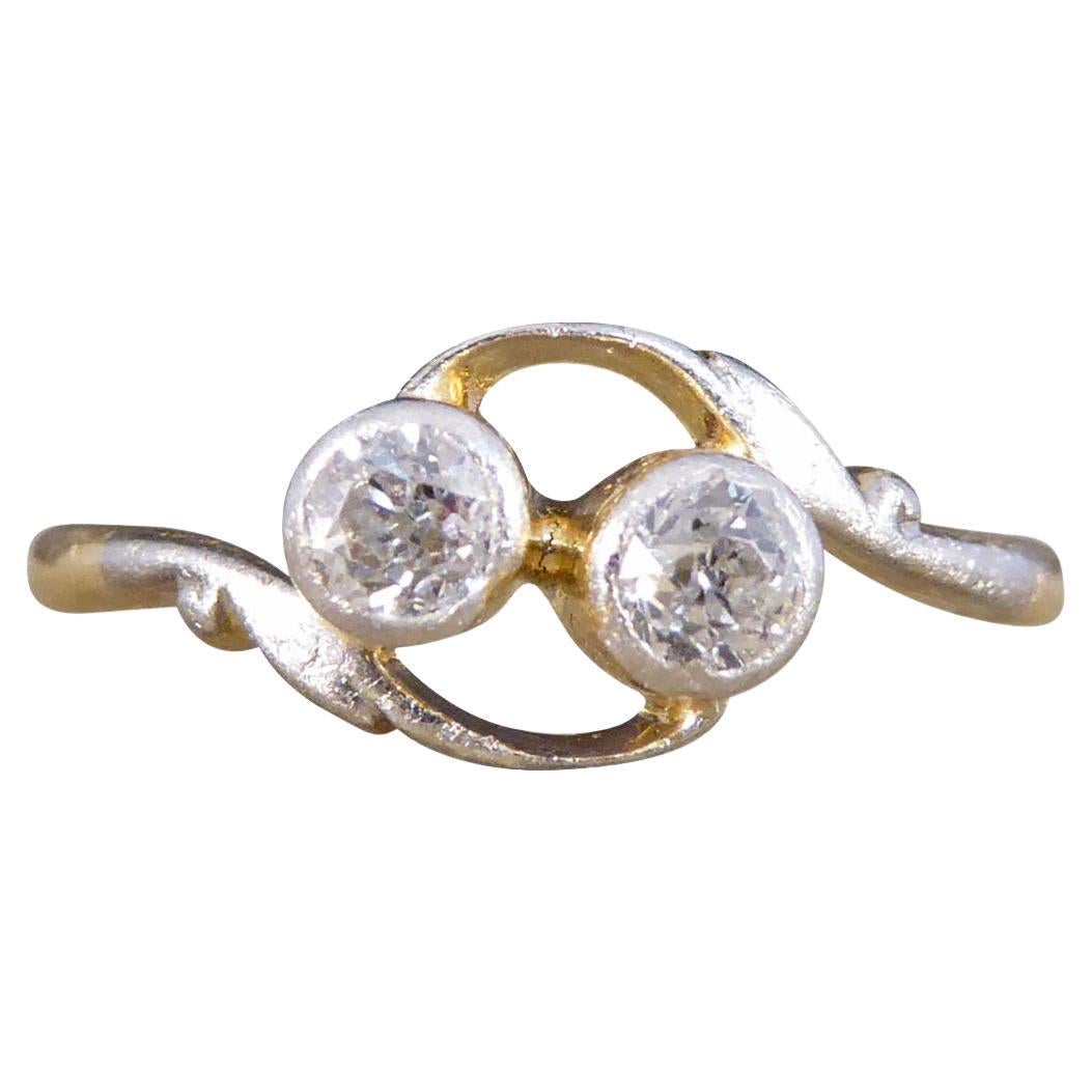 French 6-Stone Diamond Twist Ring at 1stDibs
