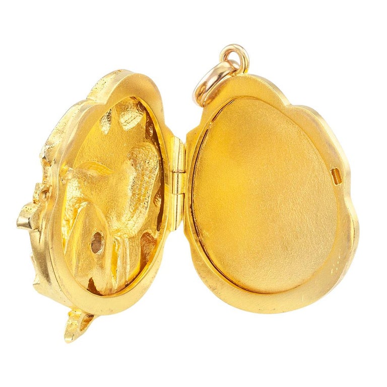 Art Nouveau Dog Locket Diamond Ruby Gold at 1stDibs