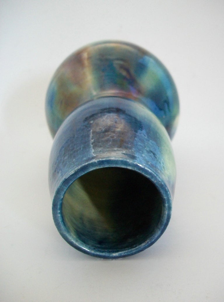 Art Nouveau Double Gourd Ceramic Vase - Iridescent Glaze - Belgium ...