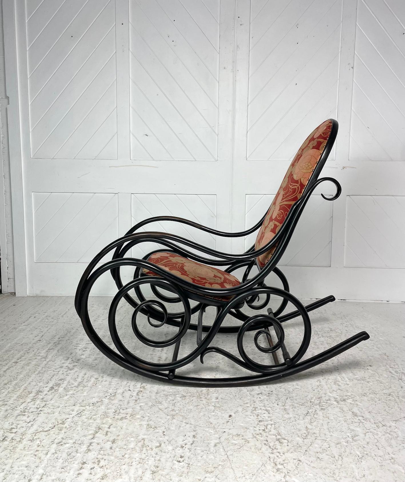 Art Nouveau Ebonised Rocking Chair For Sale at 1stDibs