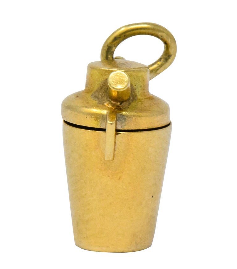Art Nouveau Enamel 14 Karat Gold 3D Devil Martini Shaker Charm at 1stDibs