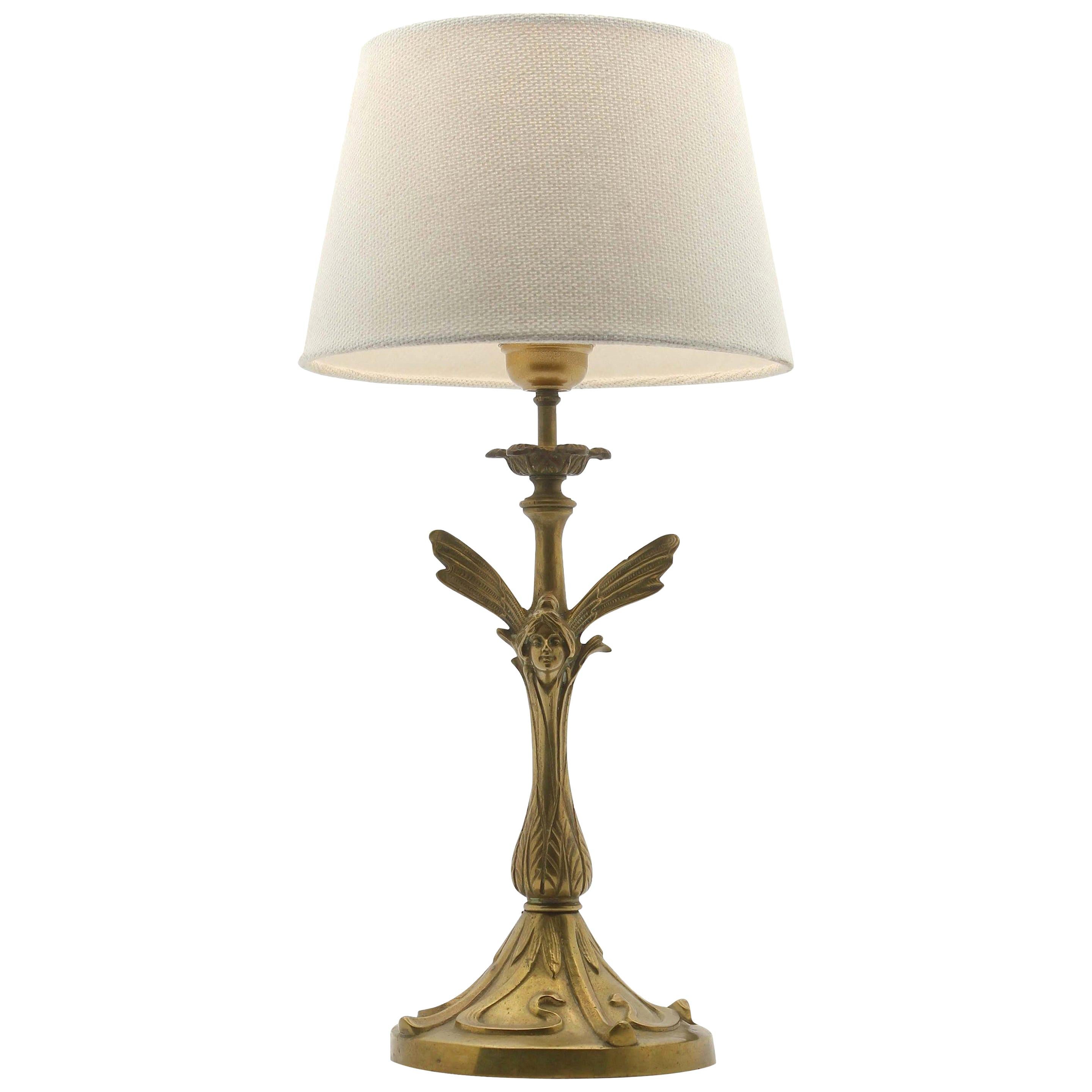 Art Nouveau French Figural Table Lamp in the Manner of L and F Moreau ...