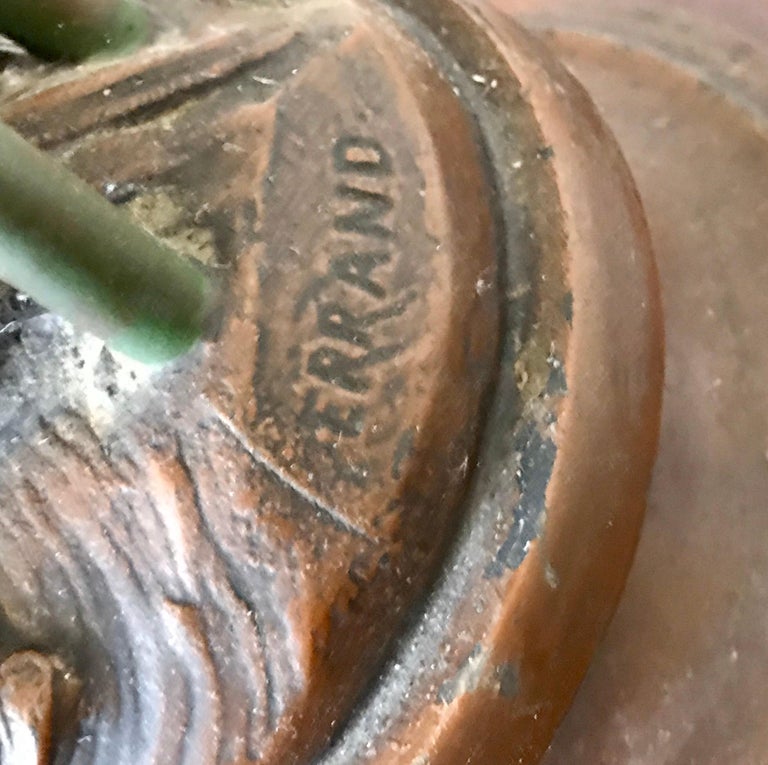 Art Nouveau French Bronze Figurine Lamp by Ernest Justin Ferrand at 1stDibs