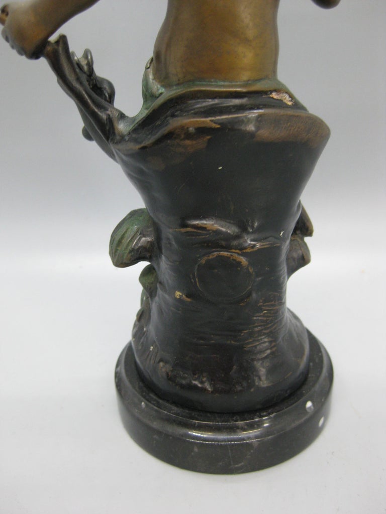 Art Nouveau French Bronze with Enamel Paint Child Sculpture by Auguste ...