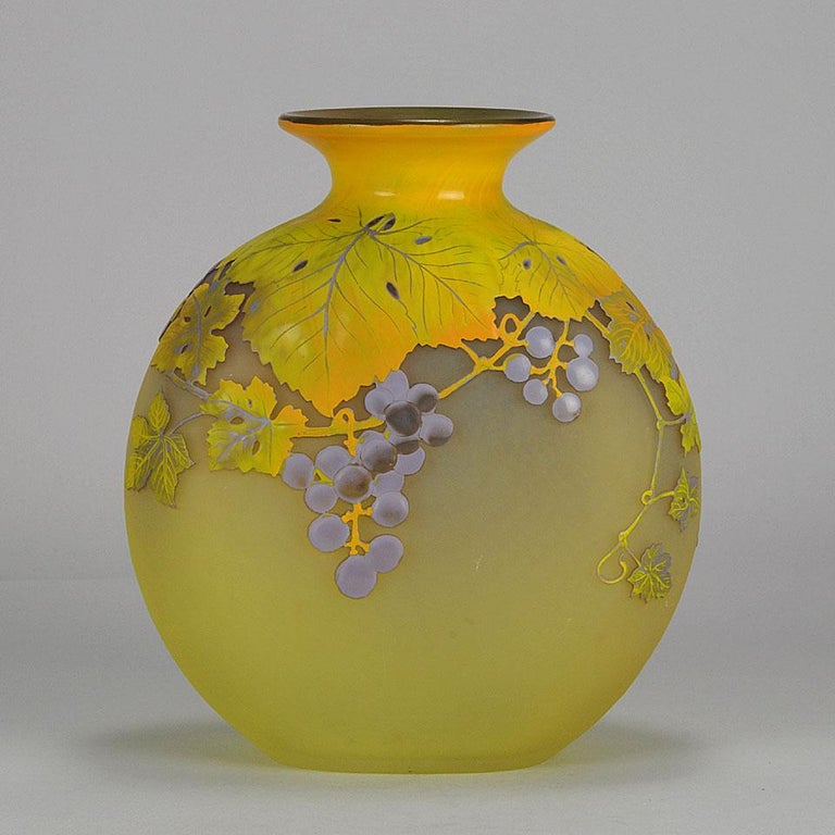 Art Nouveau French Cameo Glass "Rainins Soufflé Vase" by Emile Gallé at ...