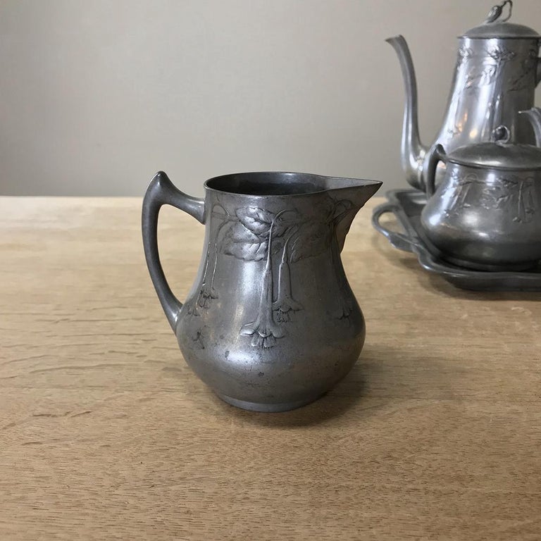 Art Nouveau French Pewter Coffee Service Set at 1stDibs
