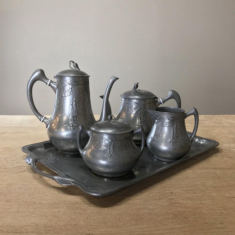 Art Nouveau French Pewter Coffee Service Set at 1stDibs