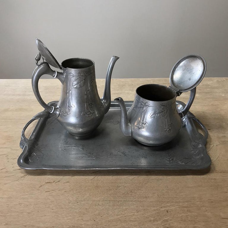Art Nouveau French Pewter Coffee Service Set at 1stDibs