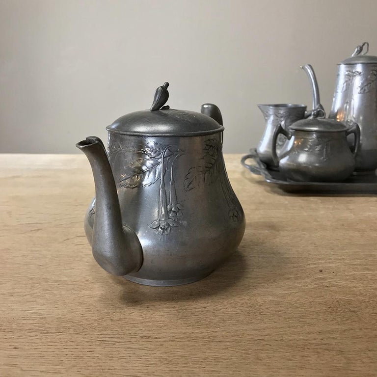 Art Nouveau French Pewter Coffee Service Set at 1stDibs