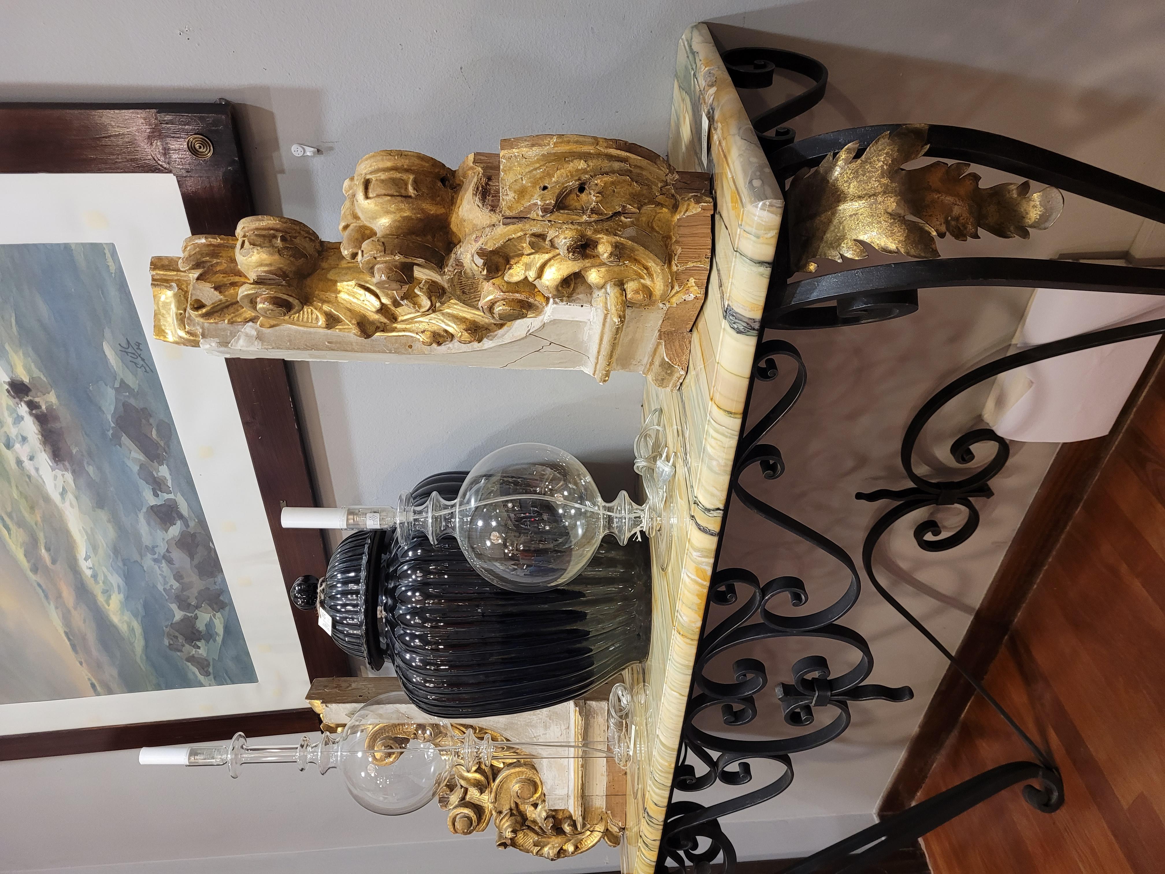 Art Nouveau French Yellow Marble wrought iron Console Table For Sale at ...