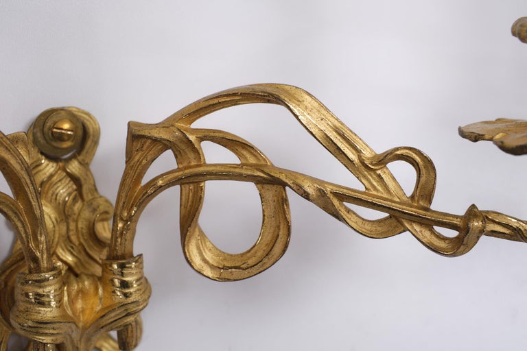 Art Nouveau Gilded Bronze Candle Sconces E Muller Paris For Sale at 1stDibs