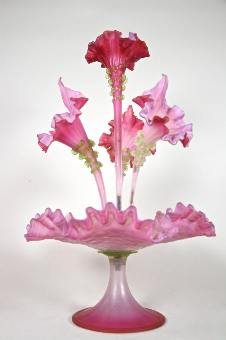 Art Nouveau Glass Flower Centerpiece with Bowl, Austria, circa 1900 For ...