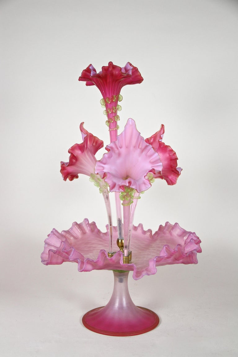 Art Nouveau Glass Flower Centerpiece with Bowl, Austria, circa 1900 For ...