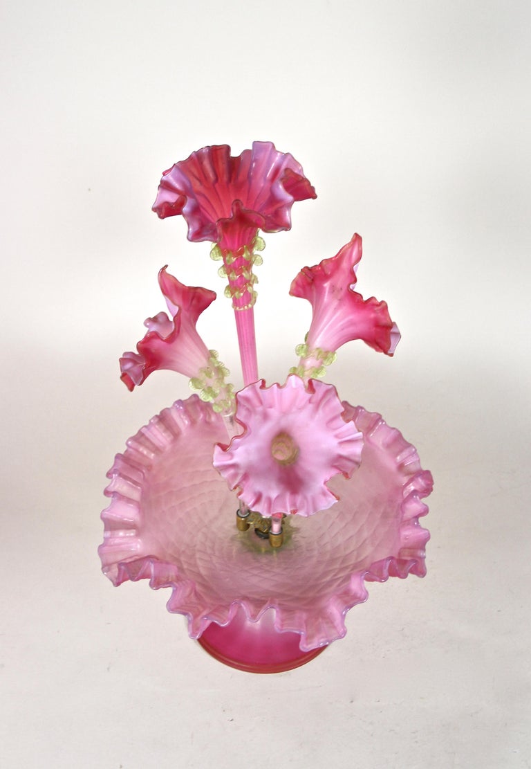 Art Nouveau Glass Flower Centerpiece with Bowl, Austria, circa 1900 For ...