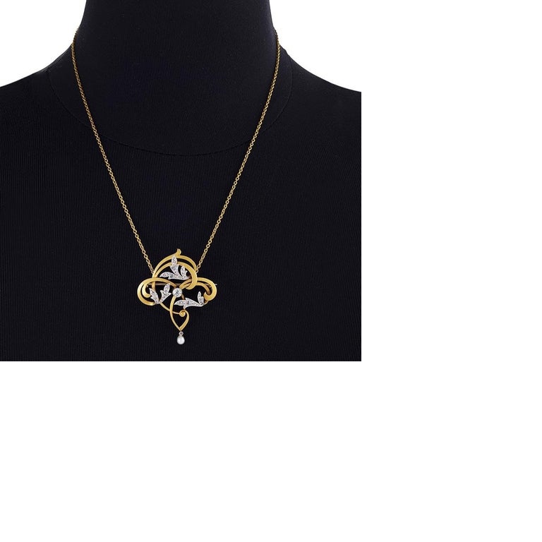 Art Nouveau Gold and Platinum Pendant Attributed to Maurice Dufrène at ...