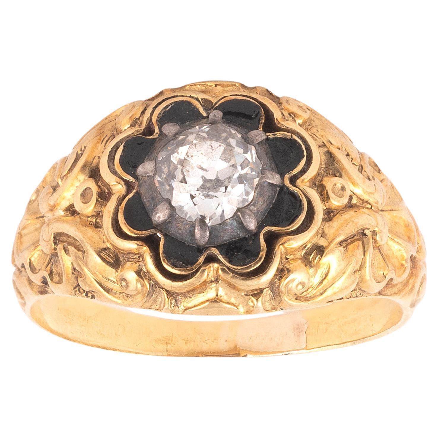 Gold Renaissance Diamond and Enamel Ring at 1stDibs | renaissance rings ...