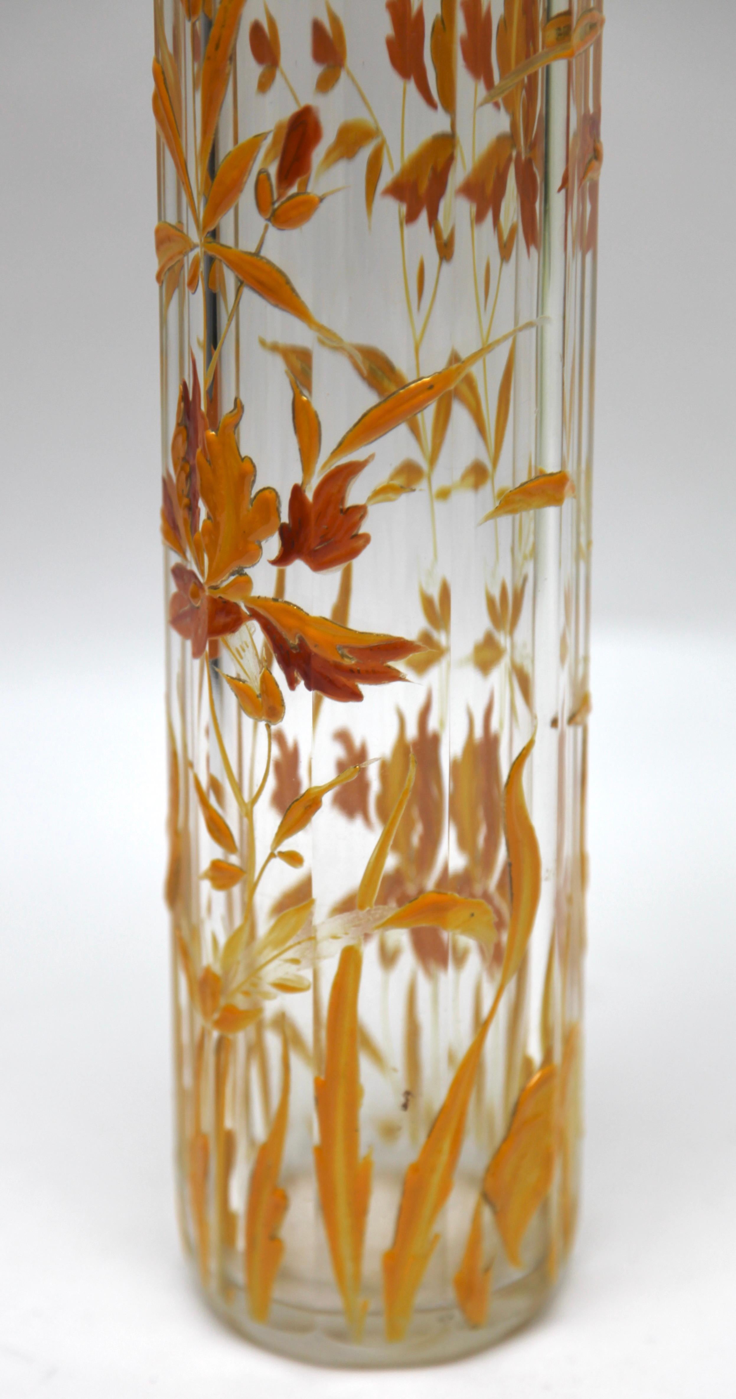 Art Nouveau Handmade Emalized and Hand Painted Vase, France 1900s For ...
