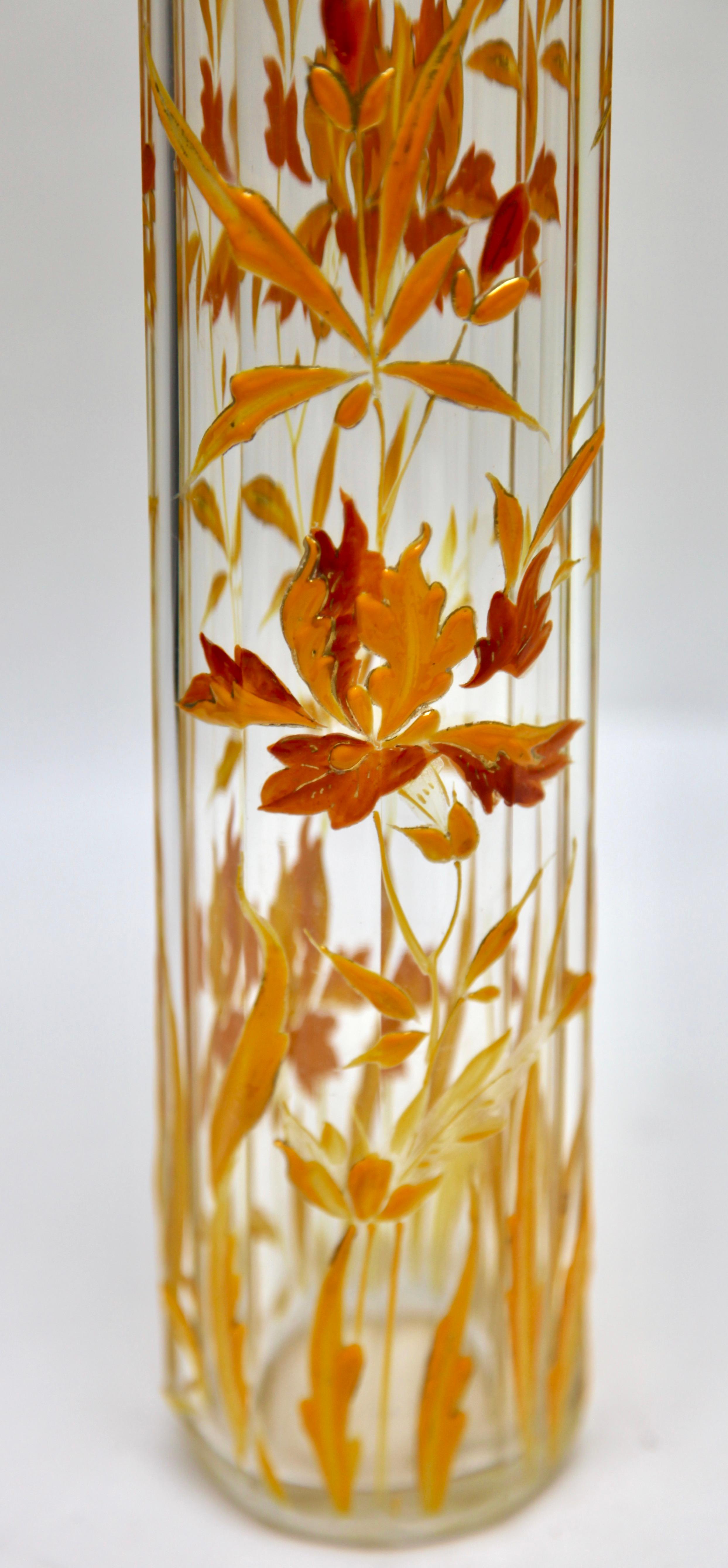 Art Nouveau Handmade Emalized and Hand Painted Vase, France 1900s For ...