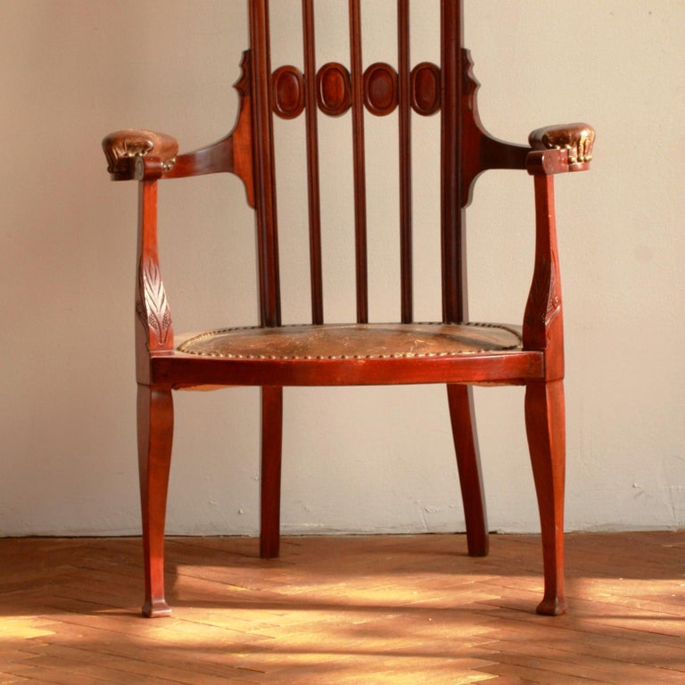 Art Nouveau High Backrest Original Condition J.S.Henry Chair, England ...