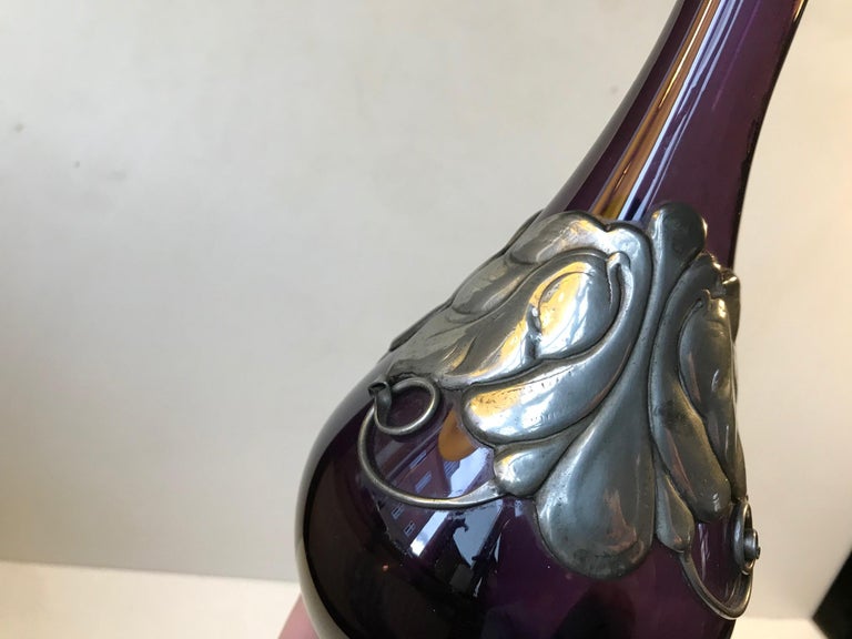 Art Nouveau Holmegaard Decanter in Purple Glass and Pewter, 1920s For ...