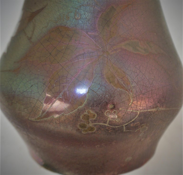 Art Nouveau Iridescent Ceramic Vase in the Style of Clement Massier For ...