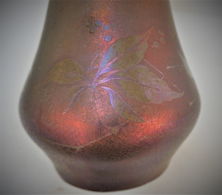 Art Nouveau Iridescent Ceramic Vase in the Style of Clement Massier For ...