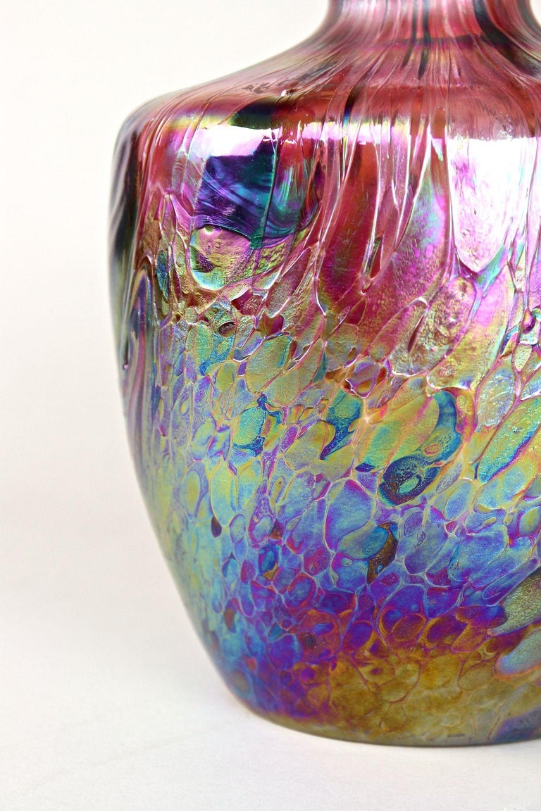 Art Nouveau Iridescent Glass Vase Attributed To Fritz Heckert, Bohemia ...