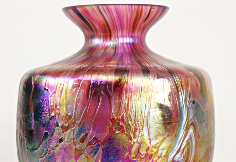 Art Nouveau Iridescent Glass Vase Attributed To Fritz Heckert, Bohemia ...