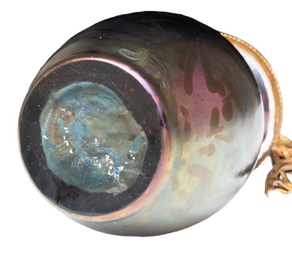 ART NOUVEAU Iridiscent Glass doble handled bronze FRENCH Vase For Sale ...