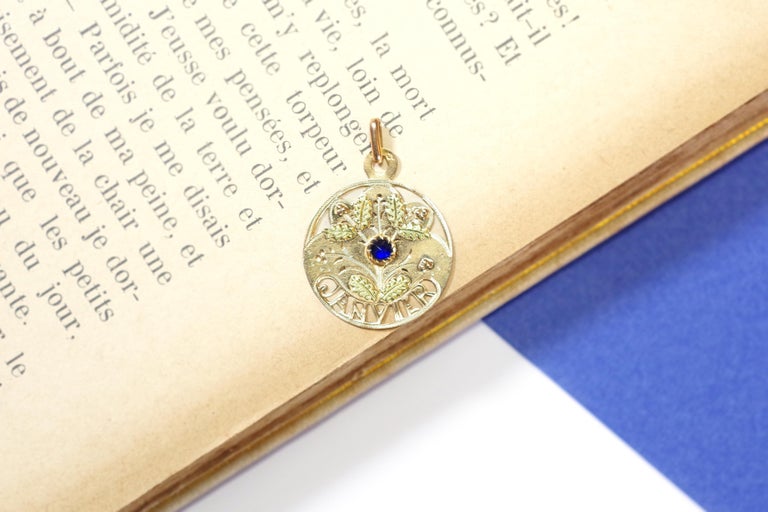 Art Nouveau January Pendant in Two Tones Gold For Sale at 1stDibs