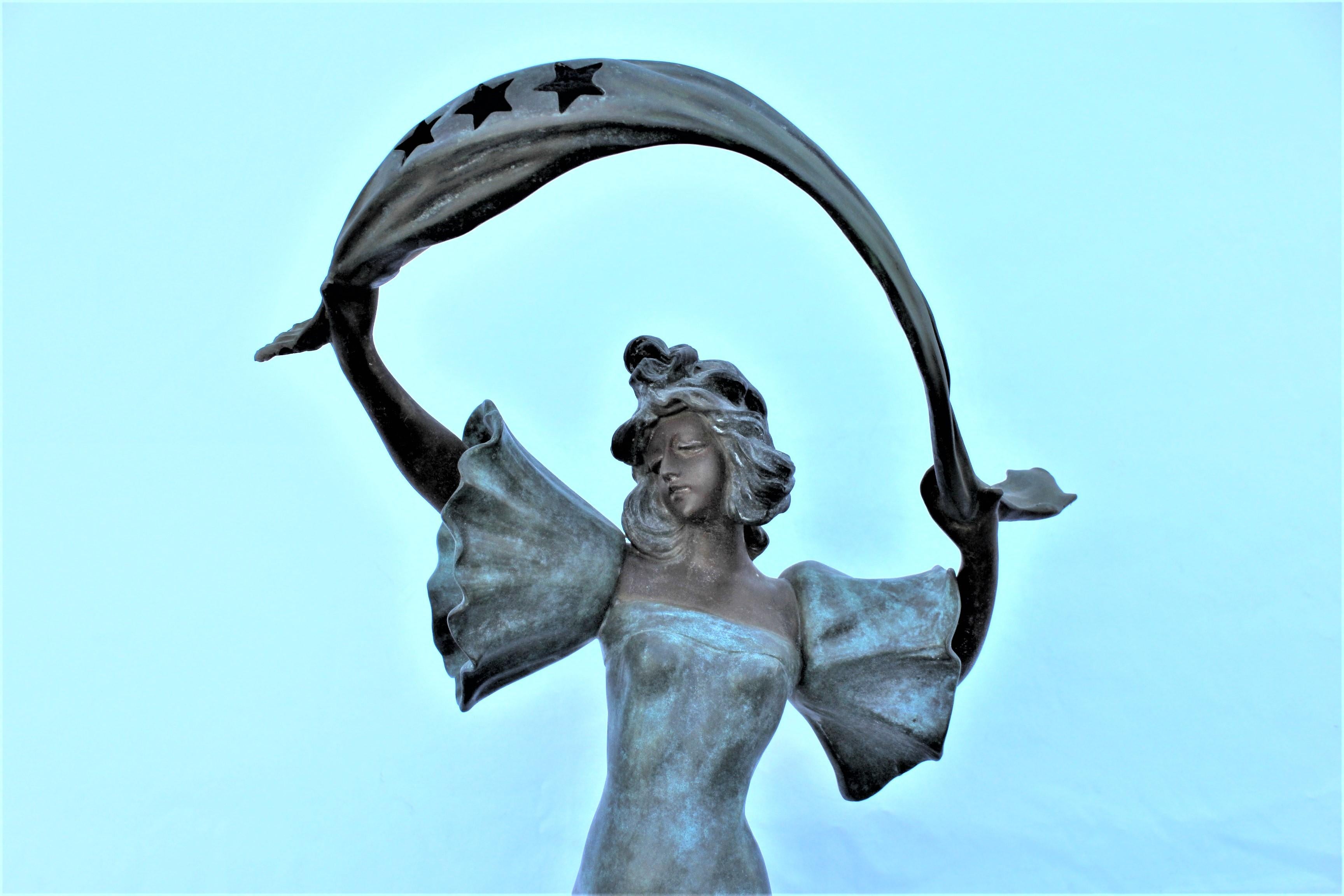 Art Nouveau Lady Lamp Stella Spelter Original Signed a Nelson at 1stDibs