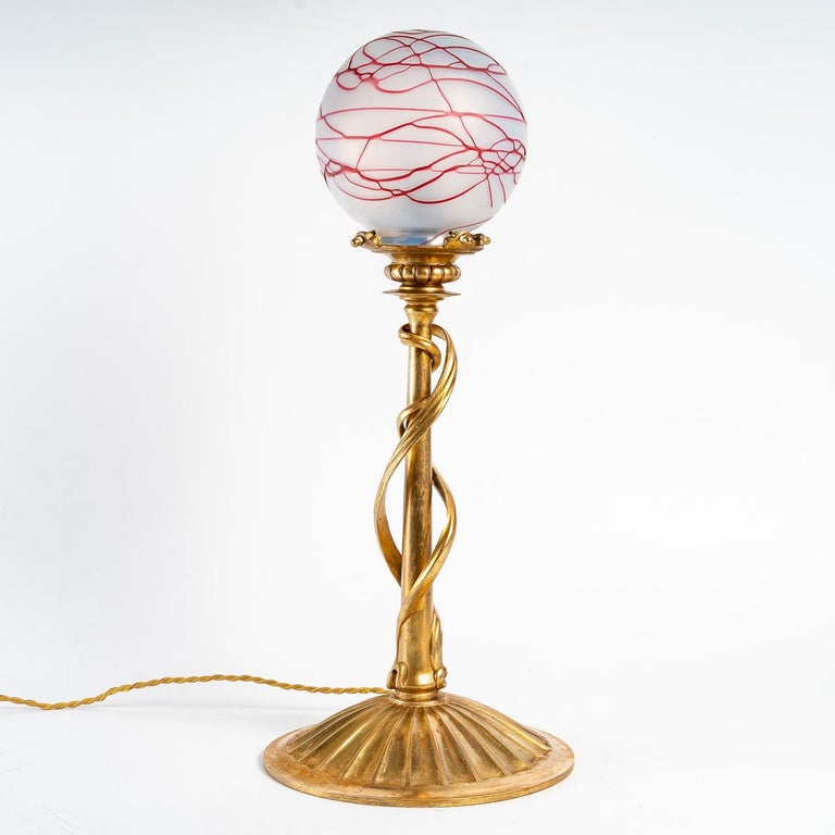 Art Nouveau Lamp with Austrian Glassware, 1900 For Sale at 1stDibs