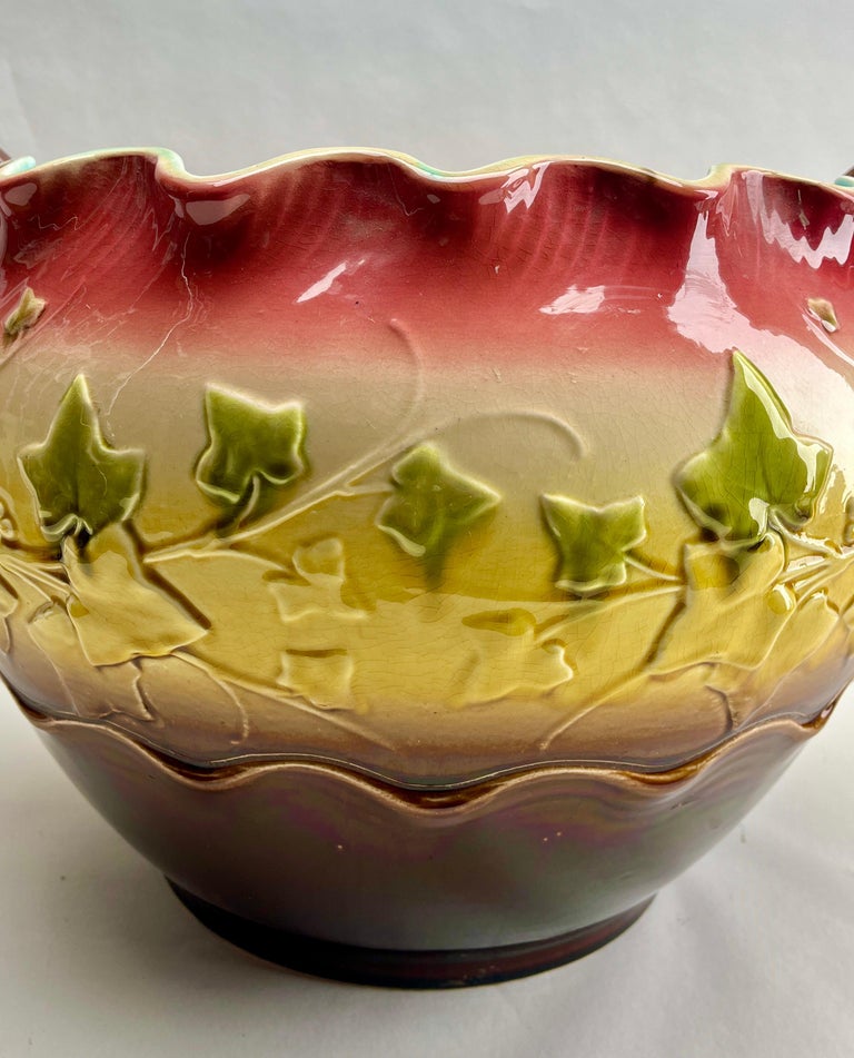 Art Nouveau Large Majolica Vase, Whit Sarreguemines Stamp For Sale at ...