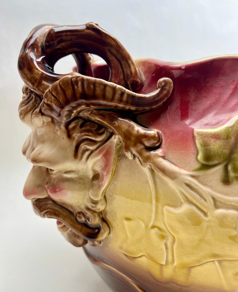 Art Nouveau Large Majolica Vase, Whit Sarreguemines Stamp For Sale at ...