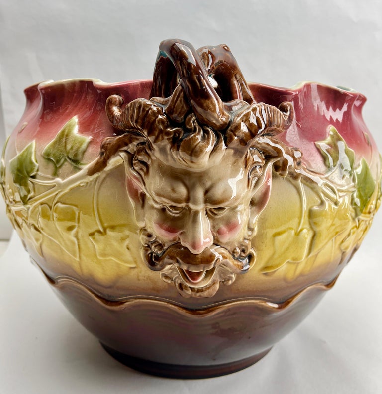 Art Nouveau Large Majolica Vase, Whit Sarreguemines Stamp For Sale at ...