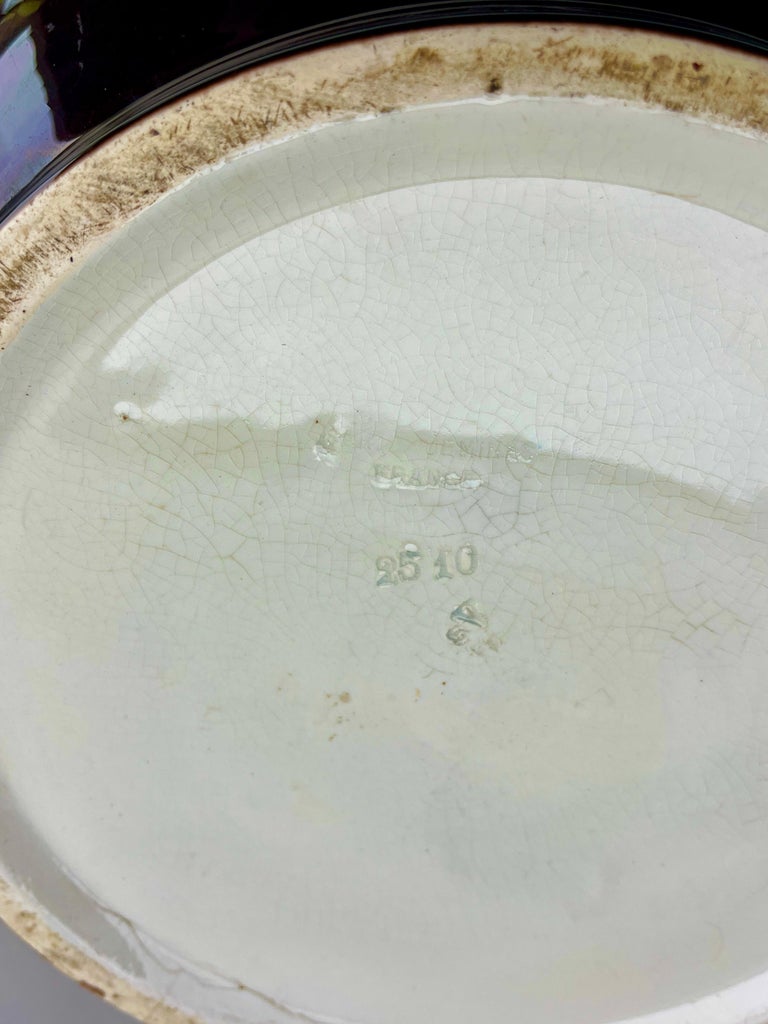 Art Nouveau Large Majolica Vase, Whit Sarreguemines Stamp For Sale at ...