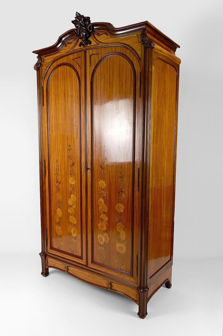 Art Nouveau Mahogany Inlaid Wardrobe France Circa 1900 For Sale At