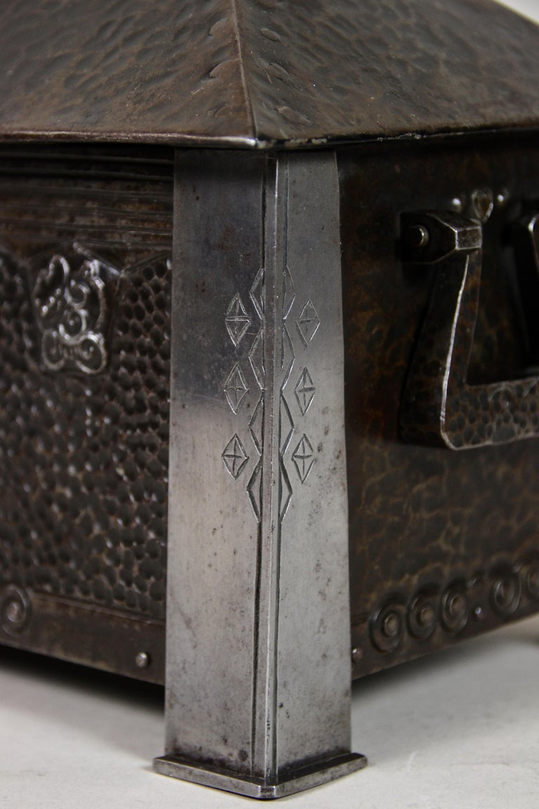 Art Nouveau Metal Chest/ Box Hammer Finish, Handmade, Hungary, circa ...