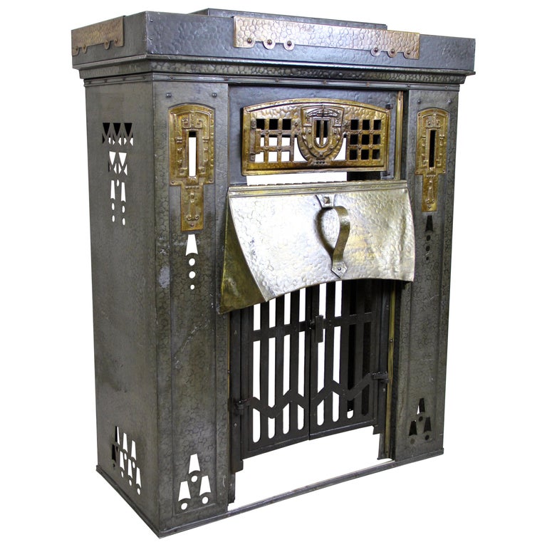 Art Nouveau Metal Fireplace Handcrafted Early 20th Century, Austria ...